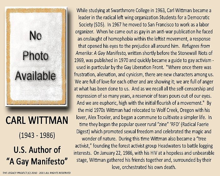 Carl Wittman | Legacy Project Chicago