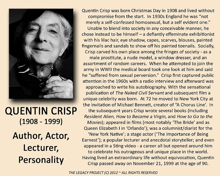 Quentin Crisp | Legacy Project Chicago