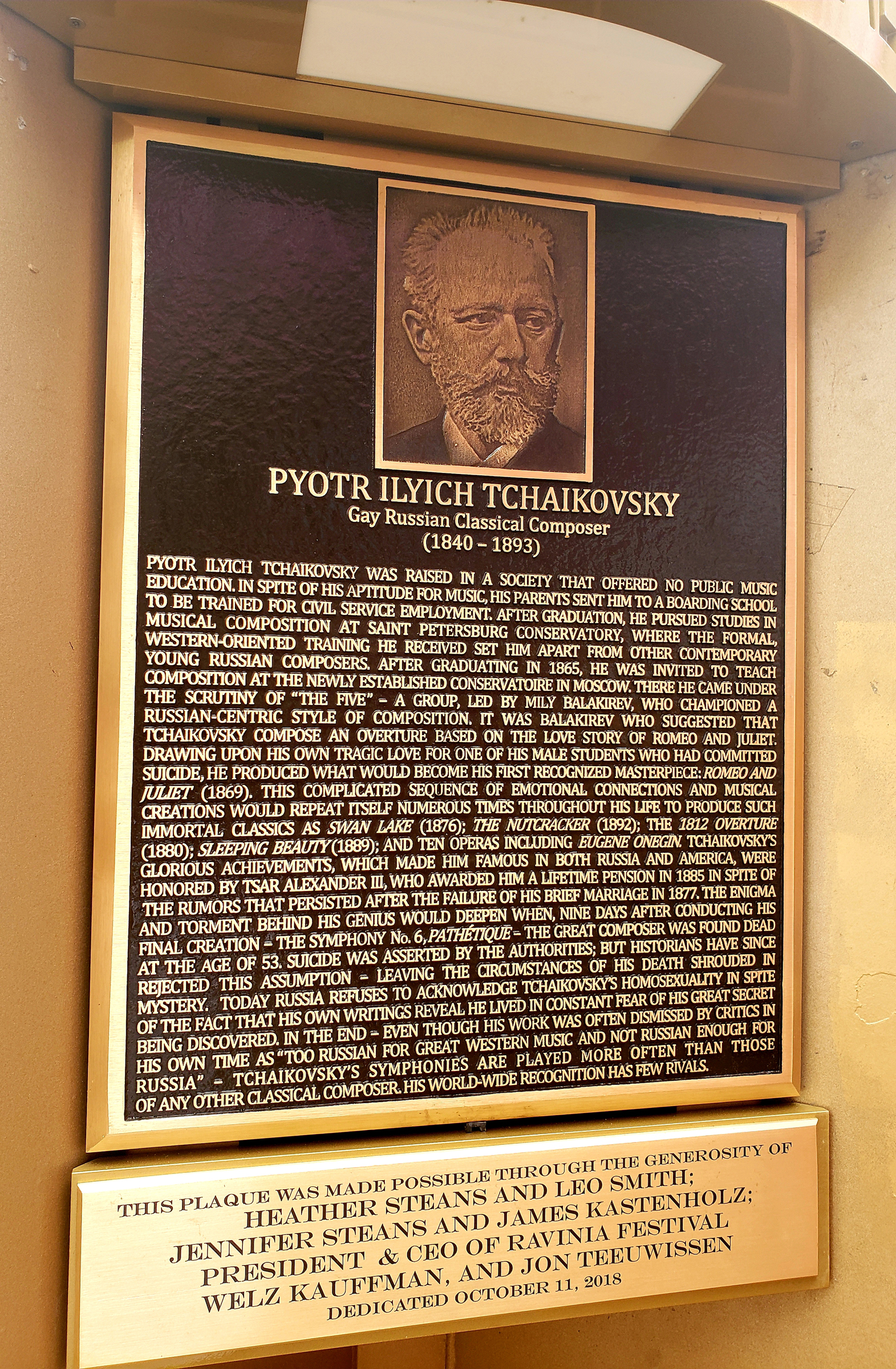 Pyotr Ilyich Tchaikovsky Bronze Memorial | Legacy Project Chicago
